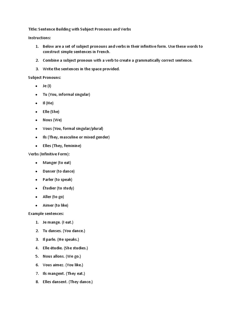 Building Simple French Sentences | PDF