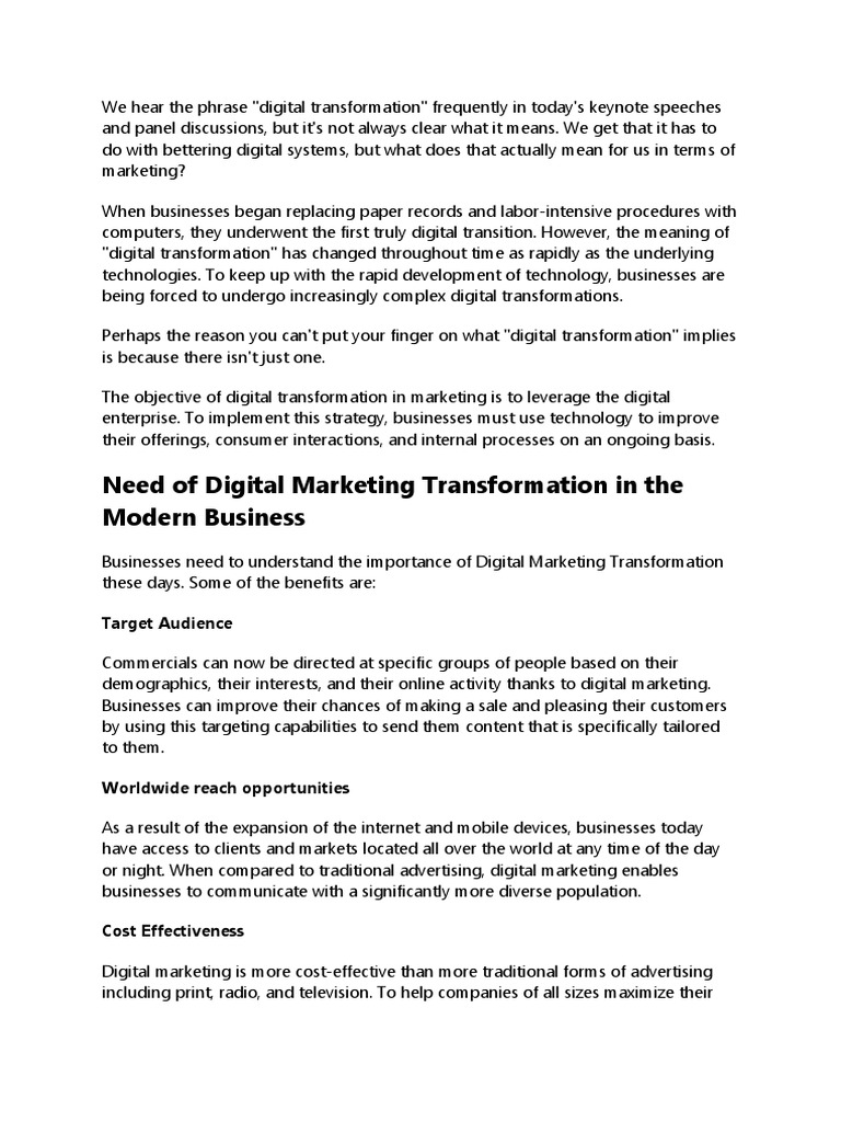 Digital Marketing Transformation | PDF | Digital Marketing | Marketing