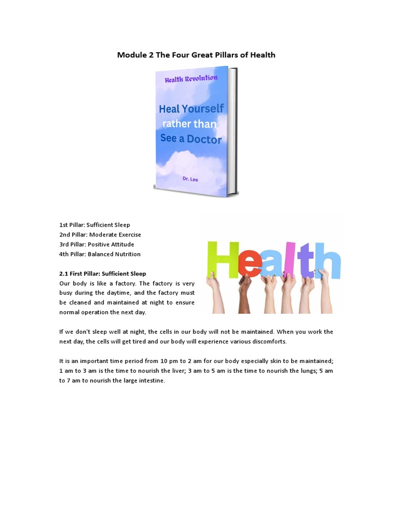 Four Pillars of Health Explained | PDF | Nutrients | Nutrition