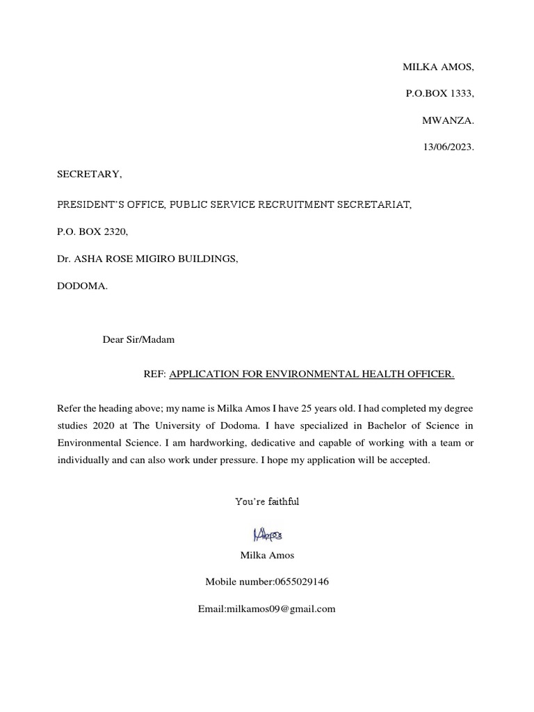 Milka Amos Application Letter | PDF