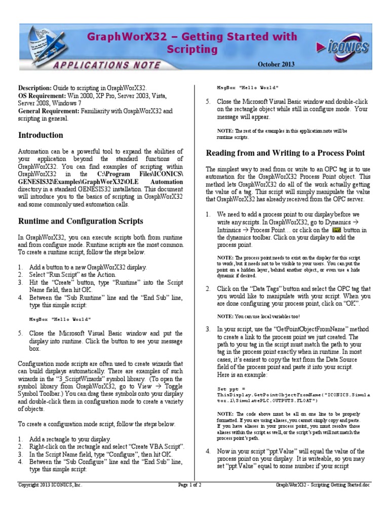 GraphWorX32 - Getting Started With Scripting | PDF | Scripting Language | Visual Basic For ...