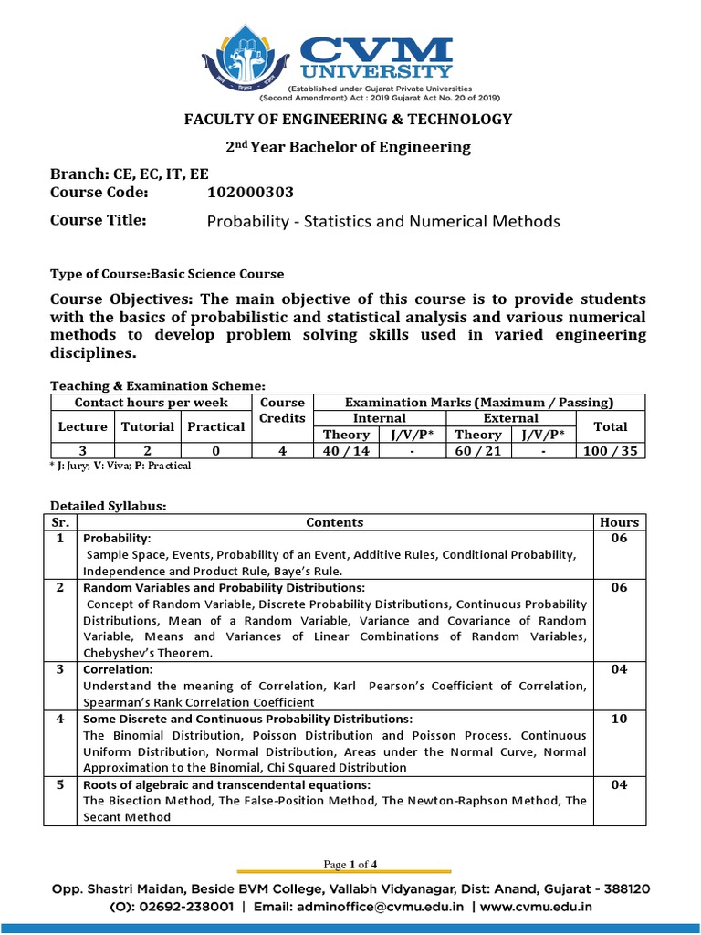 Probability Statistics and Numerical Methods | PDF | Probability ... Probability Statistics and Numerical Methods | PDF | Probability ...