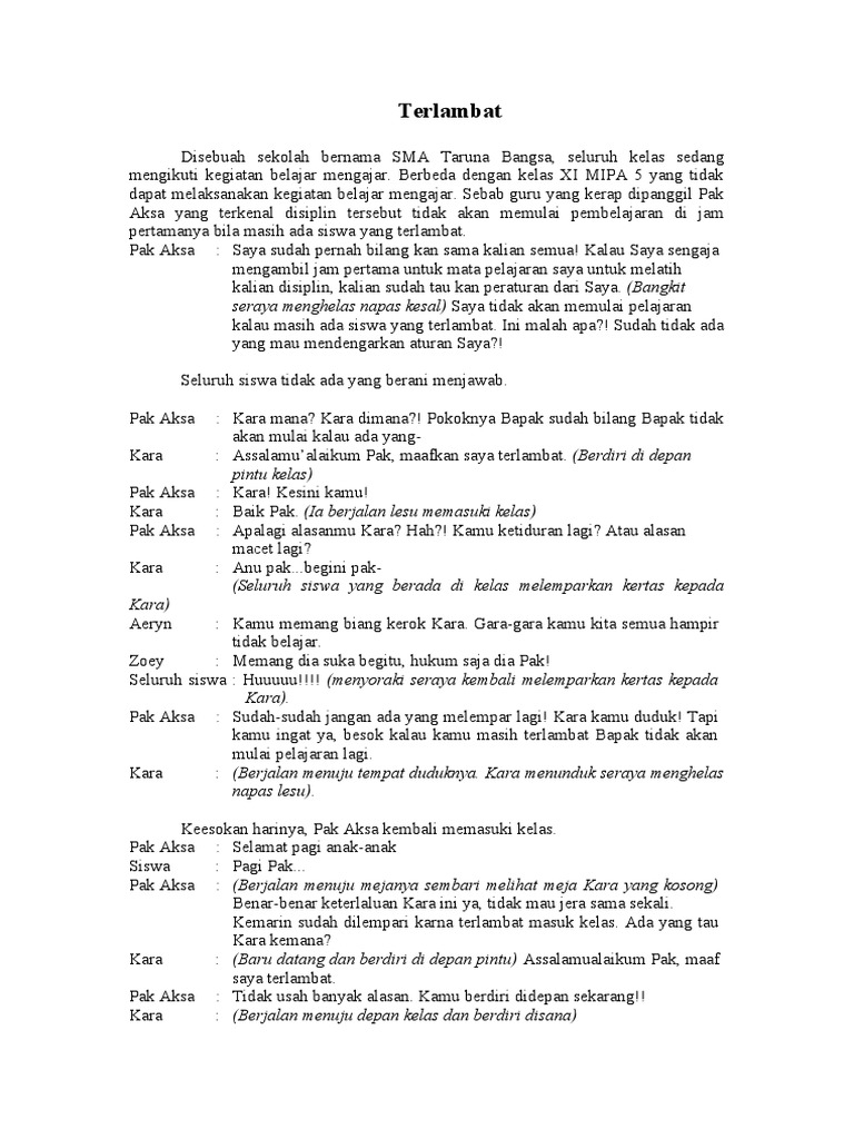 Naskah Drama Terlambat | PDF