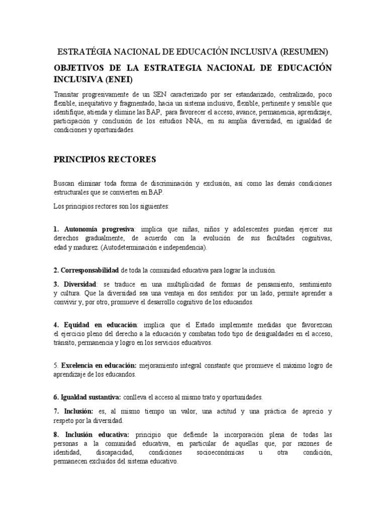 14 ENEI (resumen) | PDF | Inclusión (Educación) | Exclusión social