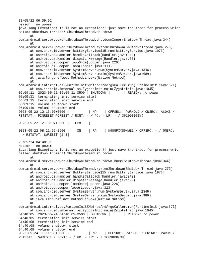 Power Off Reset Reason | PDF | Java (Programming Language) | Systems Engineering