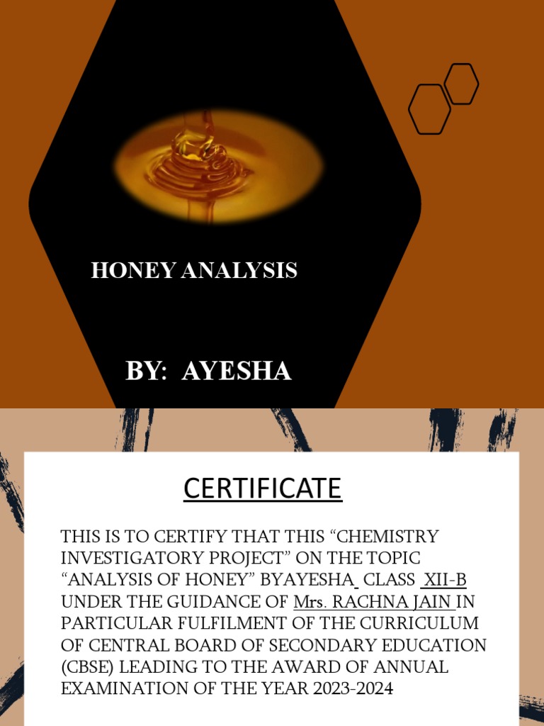 Honey Analysis, Ayesha XII-B | PDF | Honey | Chemistry
