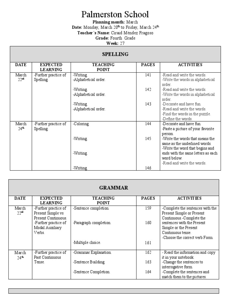 Grade 4 Weekly Lesson Plan | PDF | Reading Comprehension | Language ...