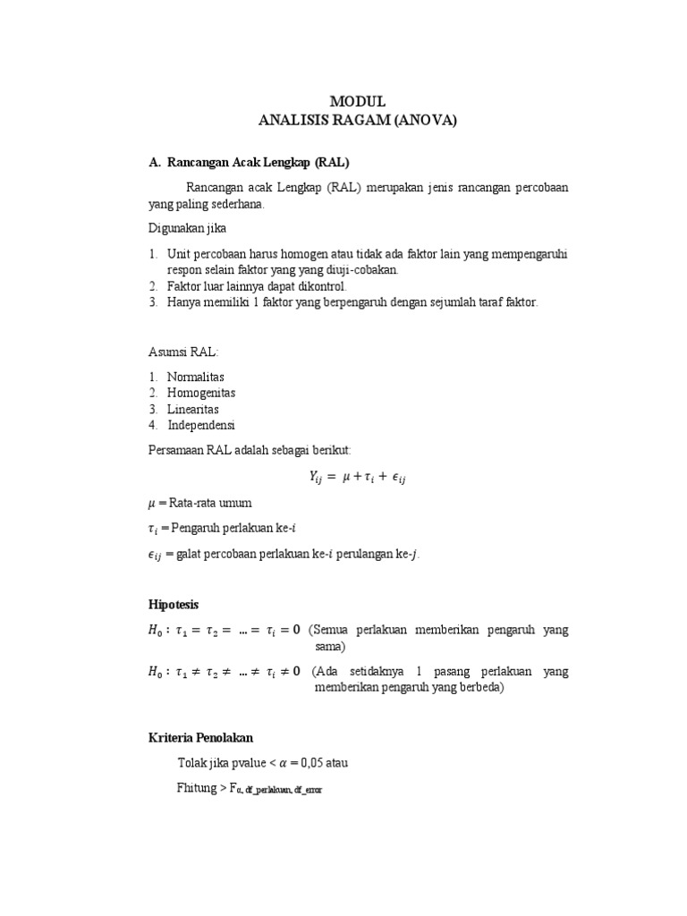 Modul Praktikum 10 (Anova) | PDF