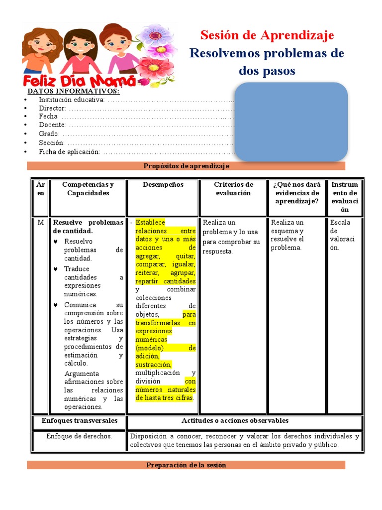 MATERIAL DÍA 2 MAT RESOLVEMOS PROBLEMAS DE DOS PASOS UNIDAD 3 SEMANA 1 ...