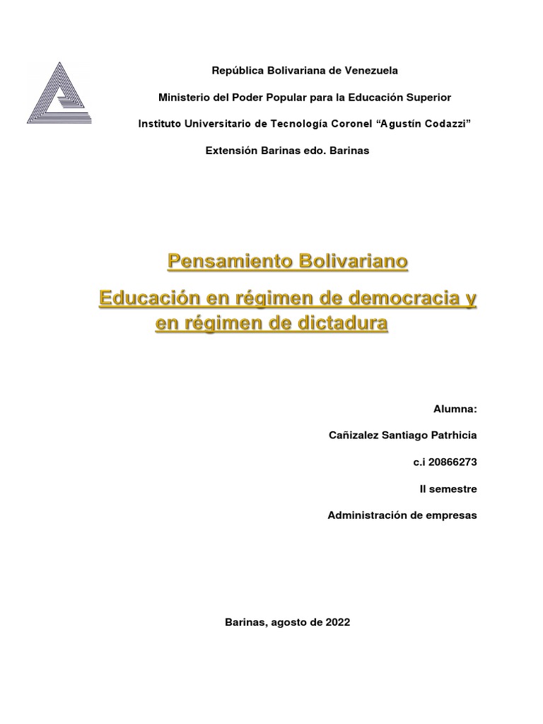 Cuadro Comparativo DEMOCRACIA Y DICTADURA | PDF