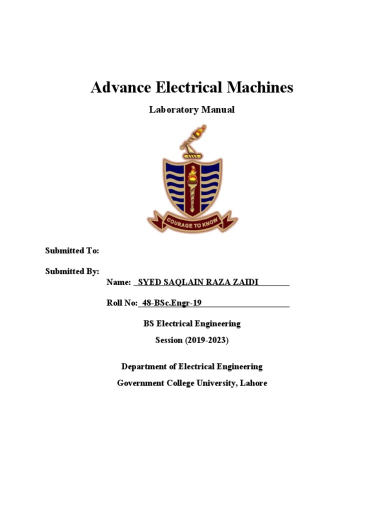 Advance Electrical Machine Manual 1-12 | PDF | Electric Motor | Transformer