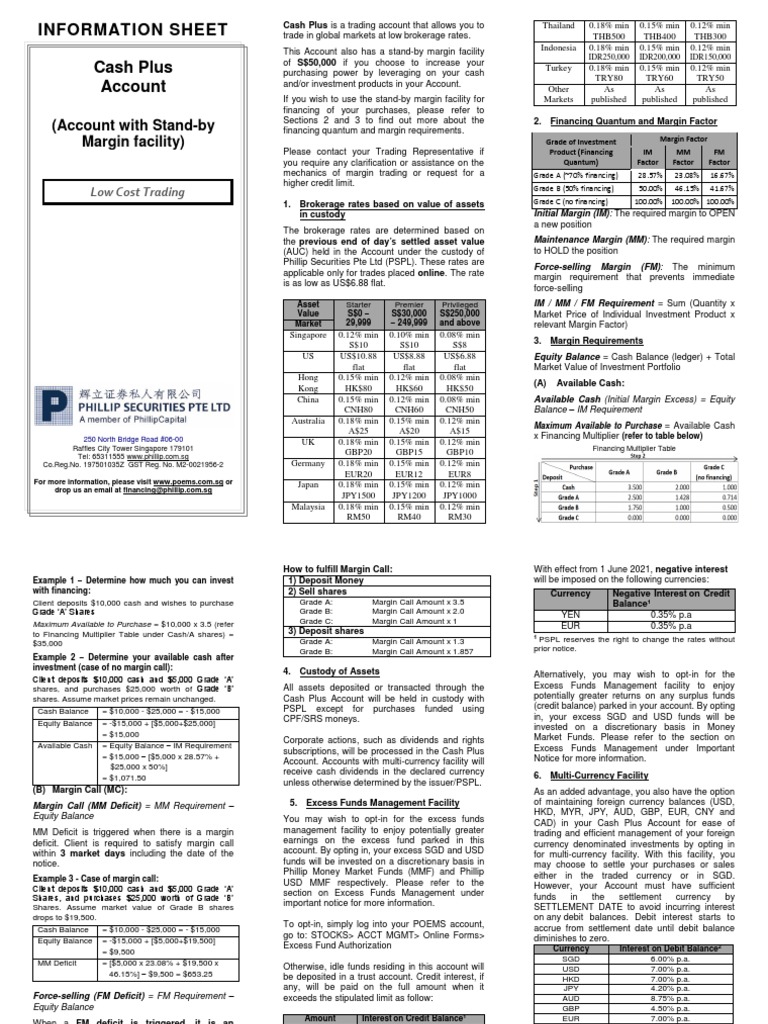 Cash Plus Account Infosheet | PDF | Investing | Margin (Finance)