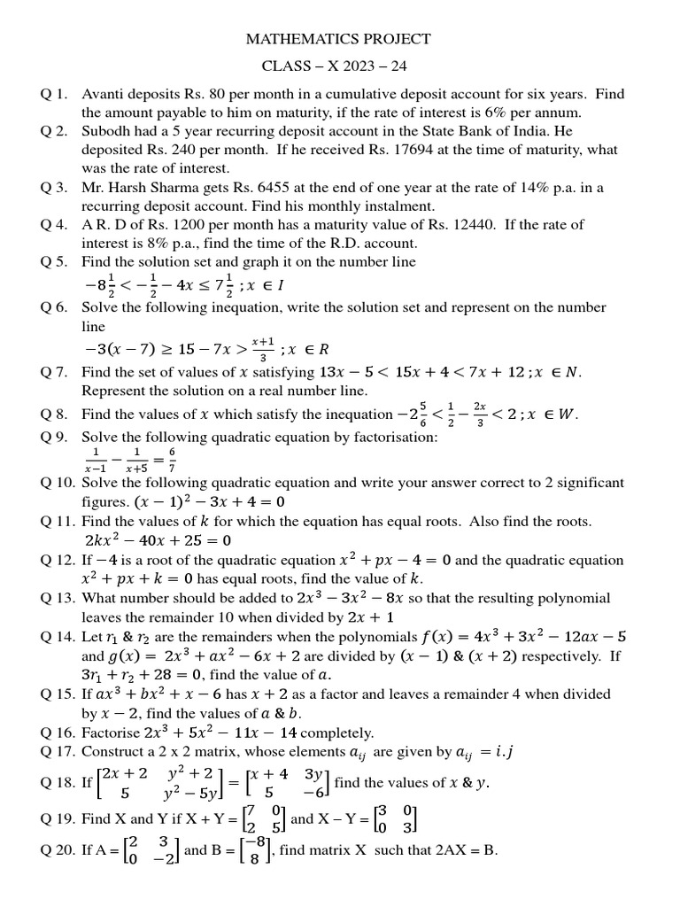 Maths Project Download Free Pdf Factorization Applied Mathematics