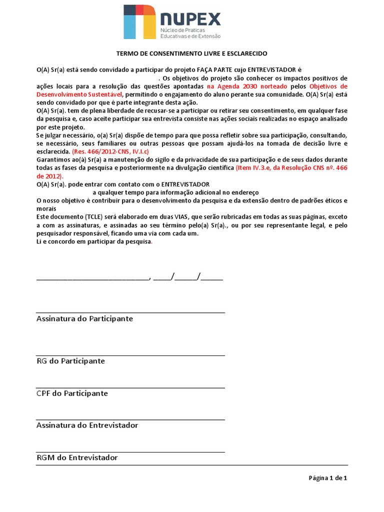 Termo de Consentimento Livre e Esclarecido | PDF