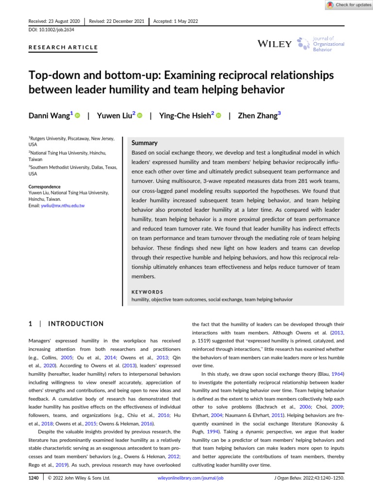 Top-Down and Bottom-Up: Examining Reciprocal Relationships Between ...