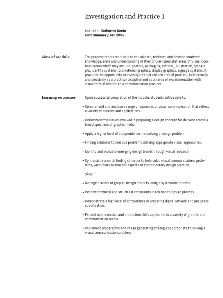 Investigation & Practice 1: Outline | PDF | Graphics | Design
