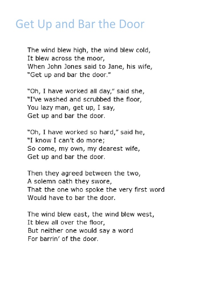 Get Up and Bar the Door Analysis | PDF