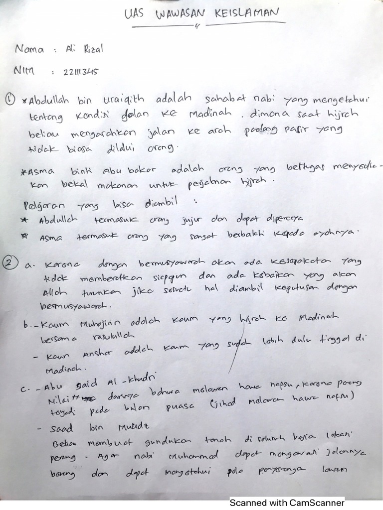 UAS Wawasan Keislaman Ali Rizal NIM 22111345 | PDF