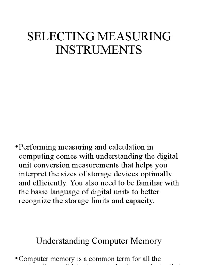 Selecting Measuring Instruments | PDF | Random Access Memory | Computer Data Storage