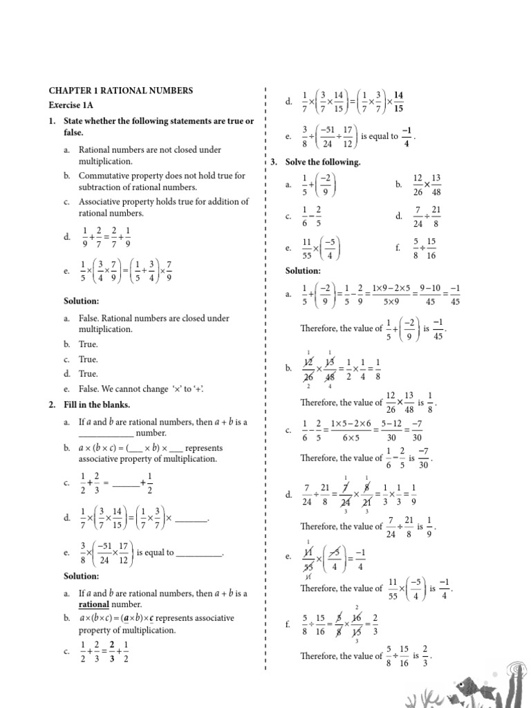 Properties and Exercises of Rational Numbers | PDF | Mathematical ...