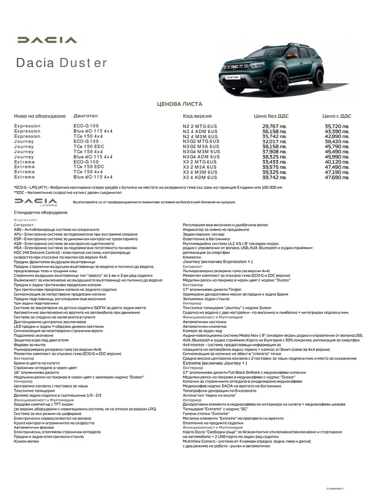 Pricelist Dacia Duster | PDF | Renault