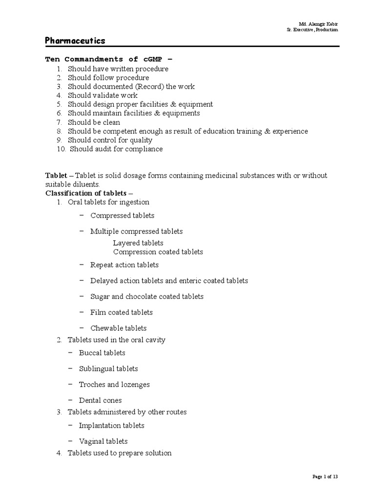 Pharmaceutics | PDF | Tablet (Pharmacy) | Chemical Substances