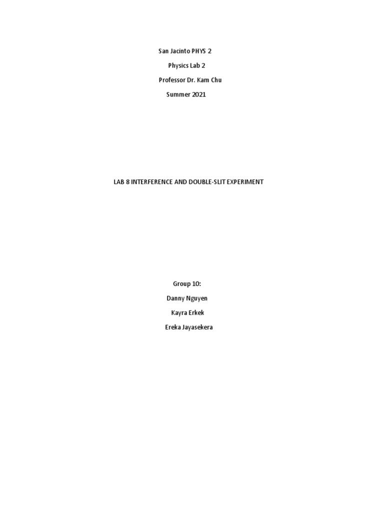 Lab 8 Final Word Pdf Diffraction Wavelength