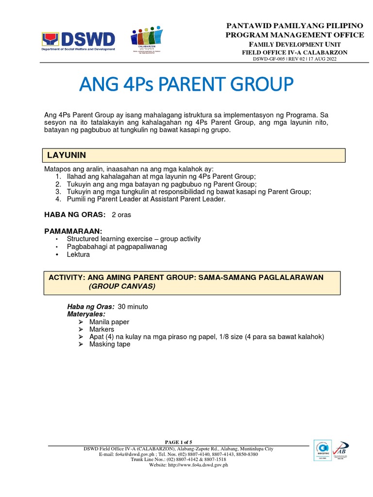 Ang 4Ps Parent Group | PDF