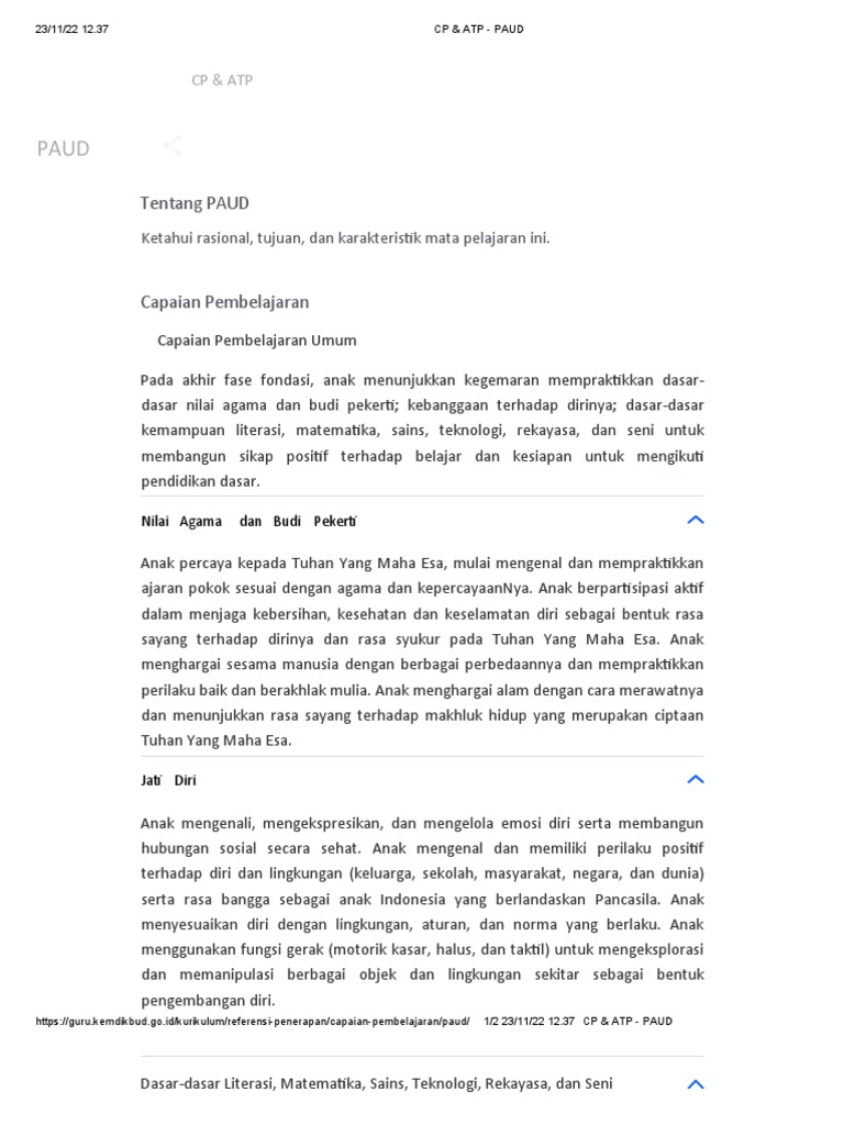 CP & Atp - Paud | PDF