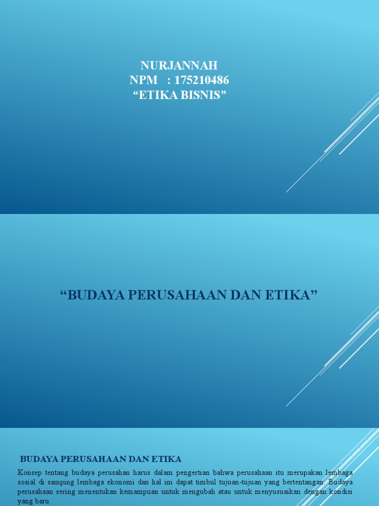 Nur Jannah Bab 4 Budaya Perusahaan Dan Etika | PDF