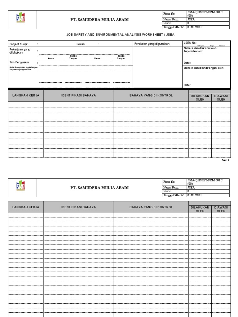 JSEA Form | PDF