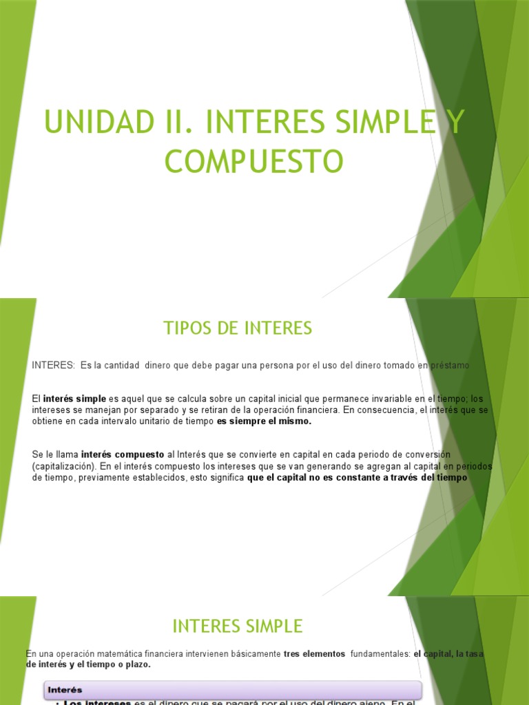 Unidad Ii. Interes Simple y Compuesto | PDF | Interés | Interés compuesto