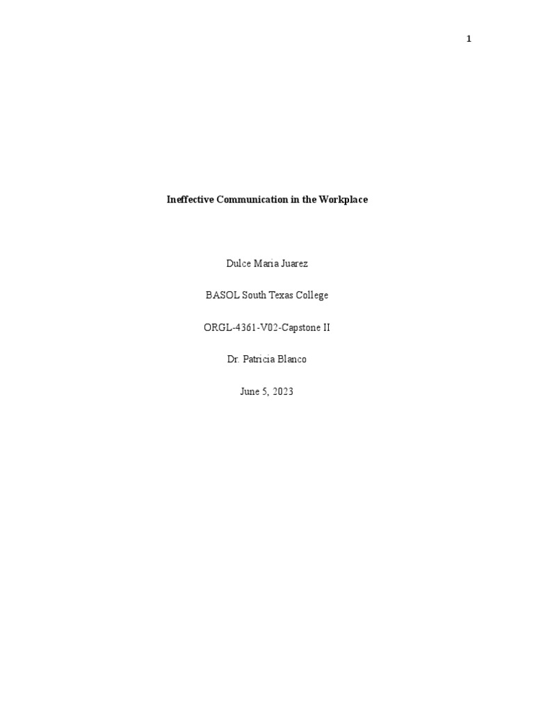 ineffective communication in the workplace | PDF | Motivational ...