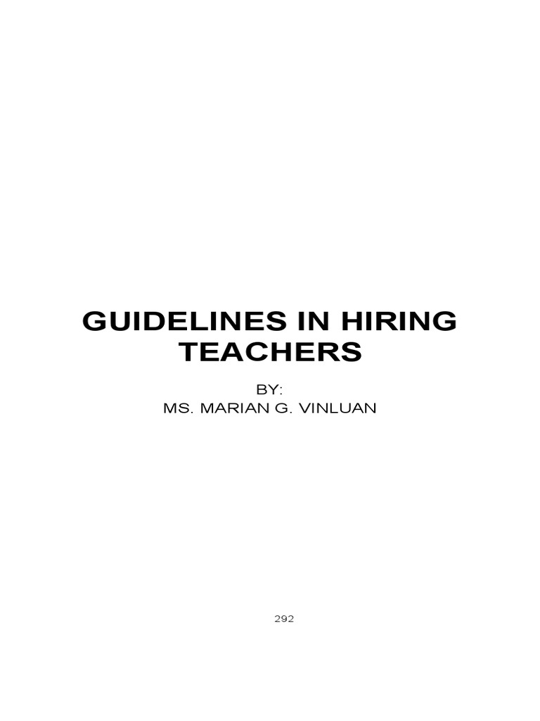 Teacher Hiring Guidelines 2022-2023 | PDF
