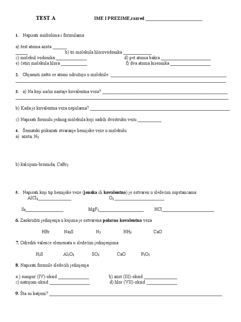 Kovalentna I Jonska Veza | PDF