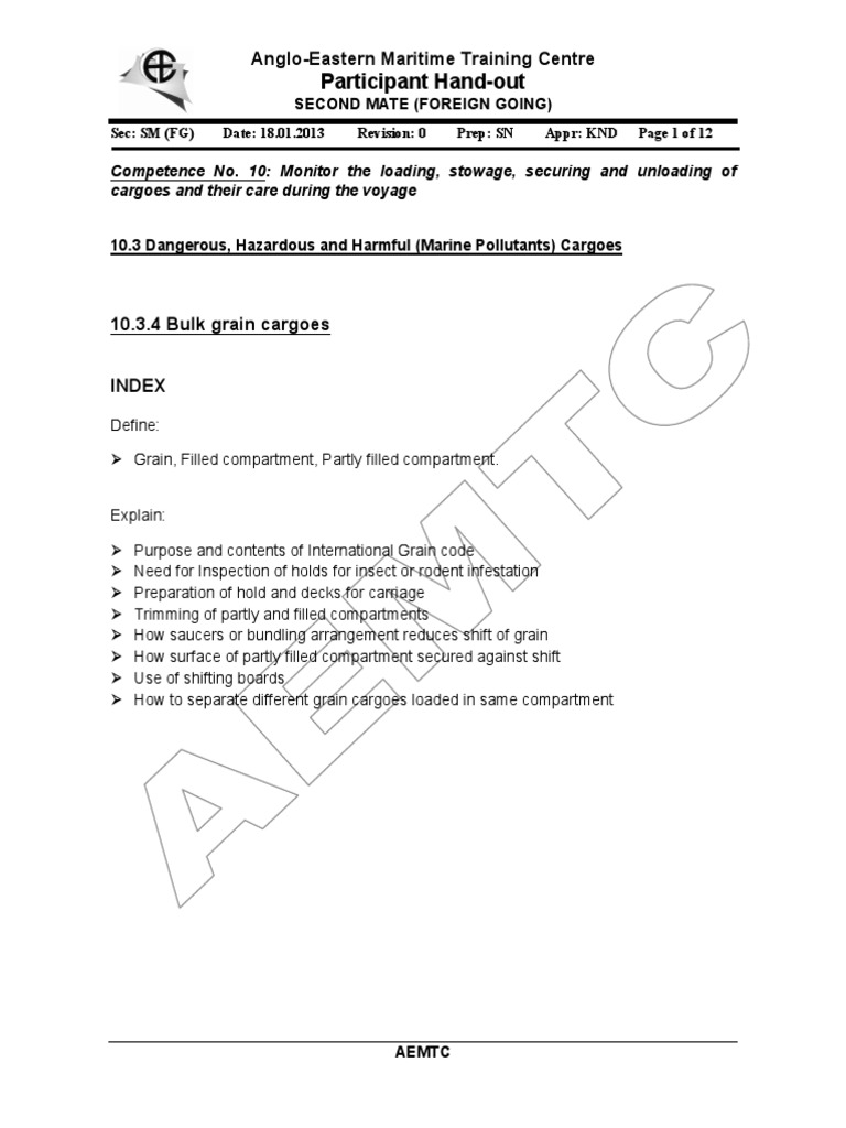 Grain Cargo | PDF | Ships | Cargo