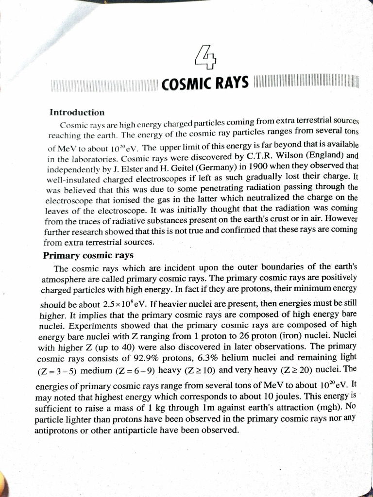 Nuclear Physics Chapter 4 Cosmic Rays | PDF | Van Allen Radiation Belt | Cosmic Ray