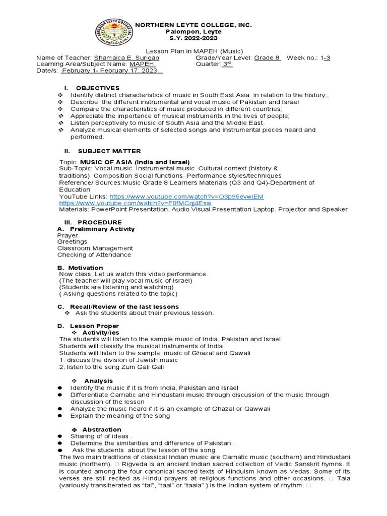 Grade 8 LP (3RD Quarter-1music) | PDF | Performing Arts