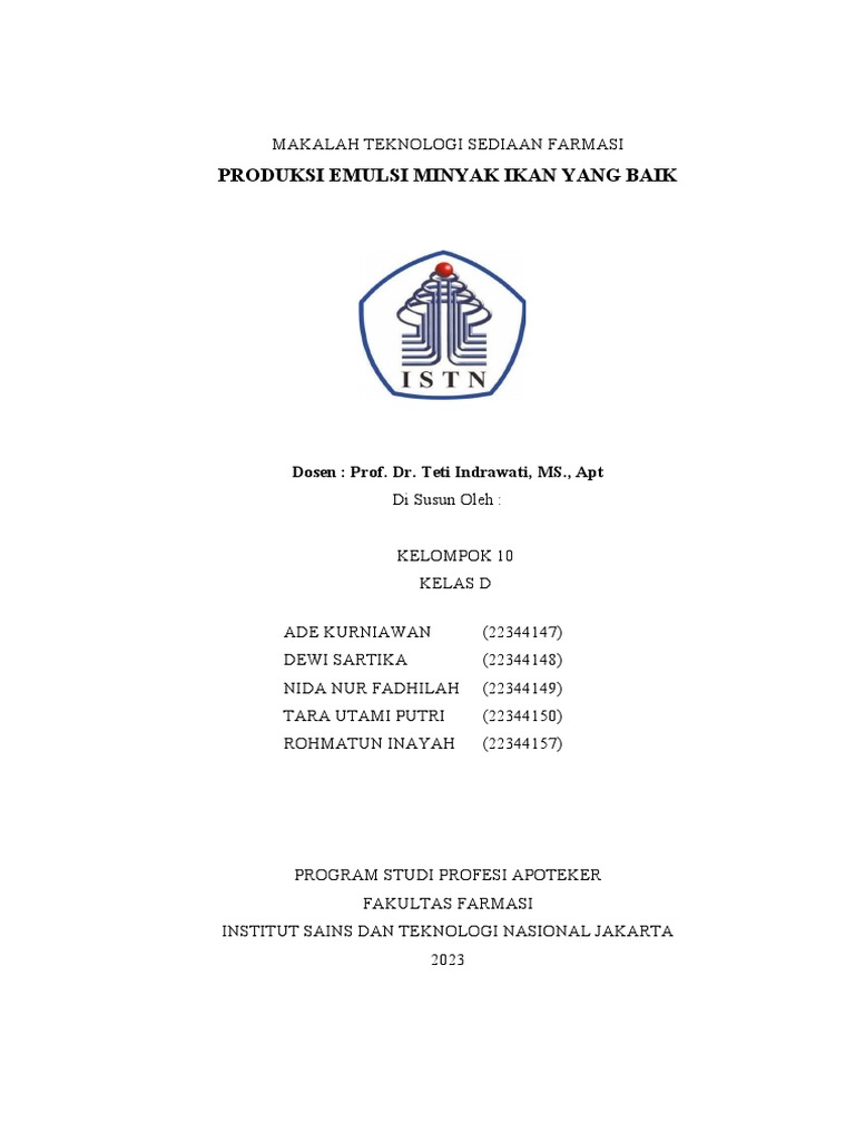 Kel 10 - Produksi Sediaan Emulsi Minyak Ikan - Rev 5 | PDF