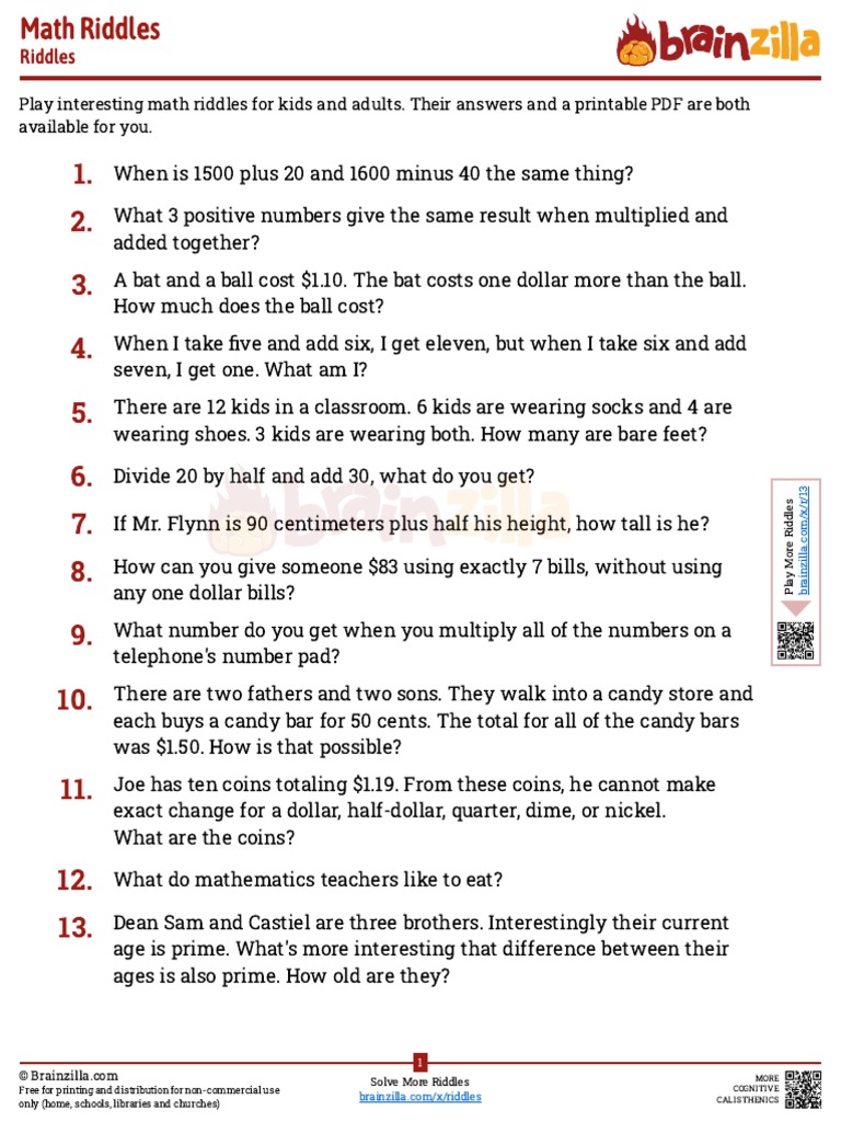 Math Riddles | PDF | Mathematics
