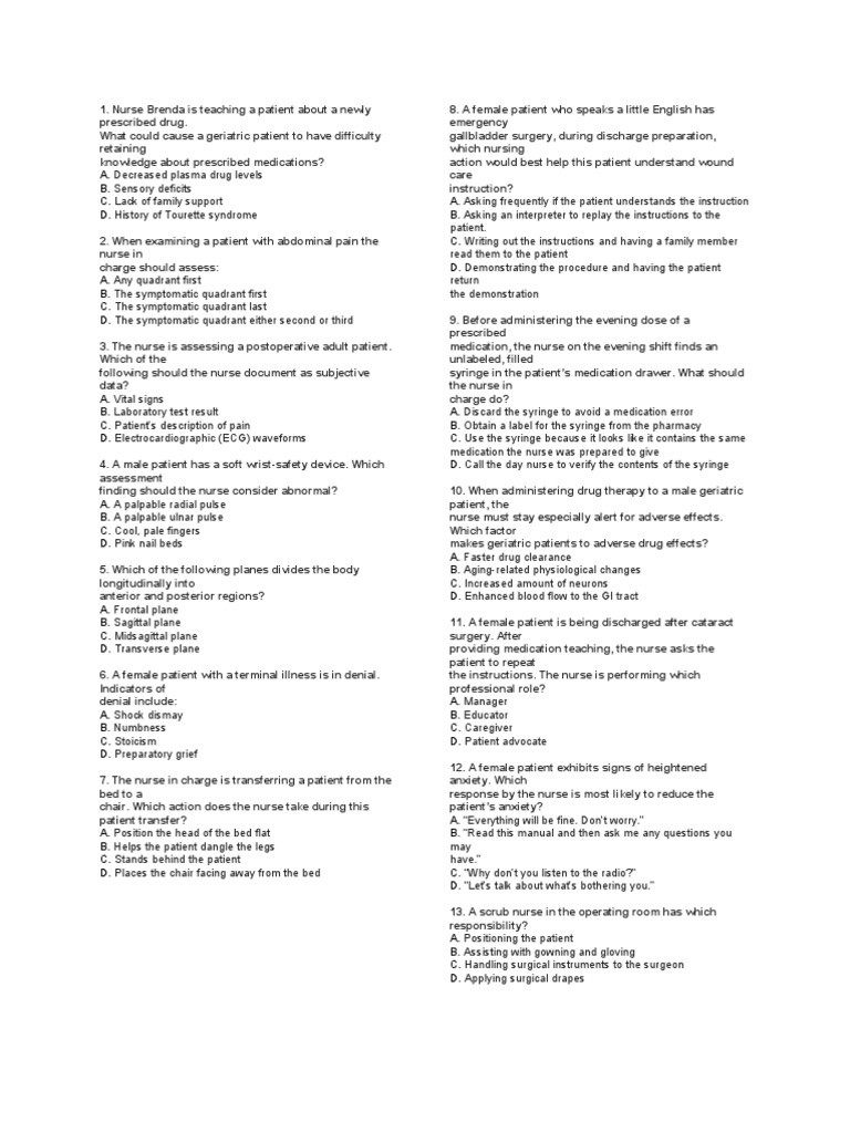 A3.Fundamentals - 25item With Rationale (PNLE) | PDF | Nursing | Geriatrics