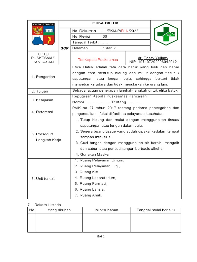 SOP Etika Batuk | PDF