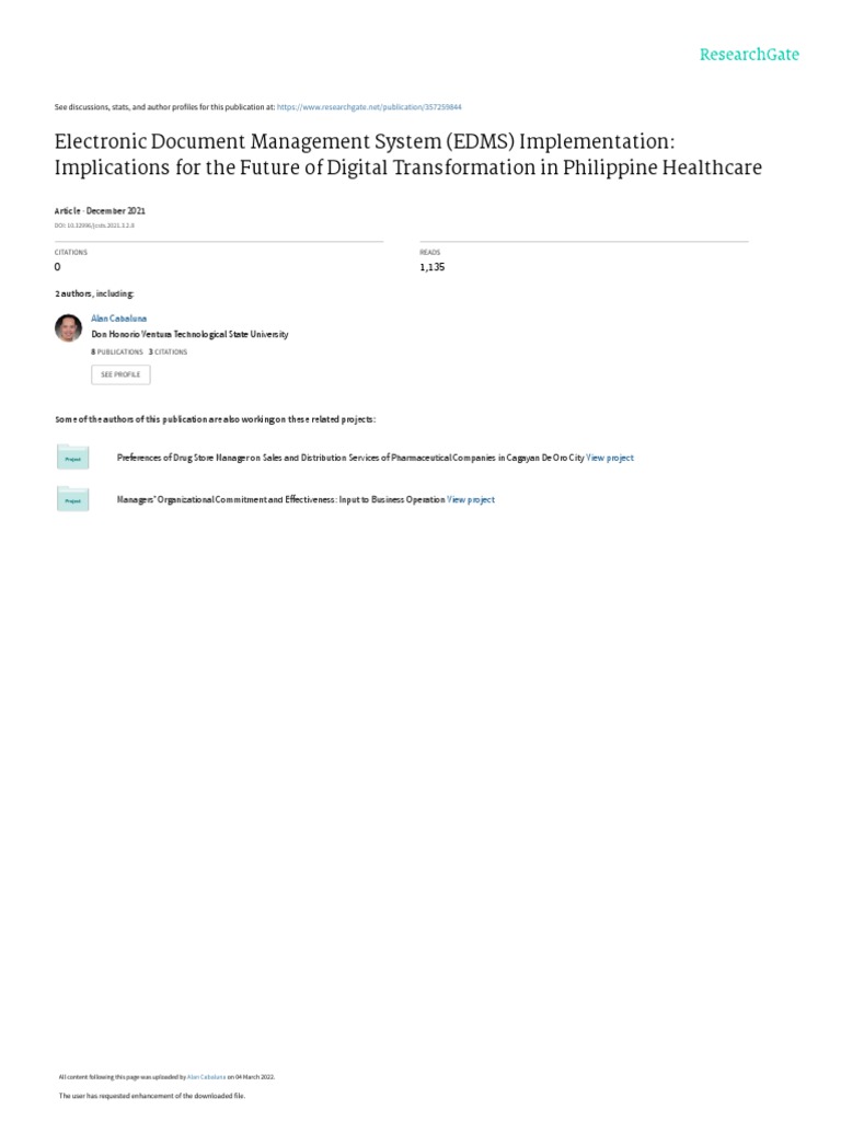 Electronic Document Management System (EDMS) Implementation: Implications For The Future of ...