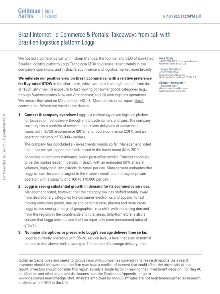 Brazil Ecommerce Insights: Loggi Call Summary | PDF | Financial Analyst ...