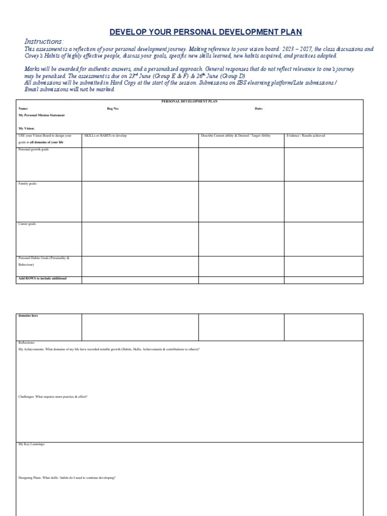 Personal Development Plan Template | PDF