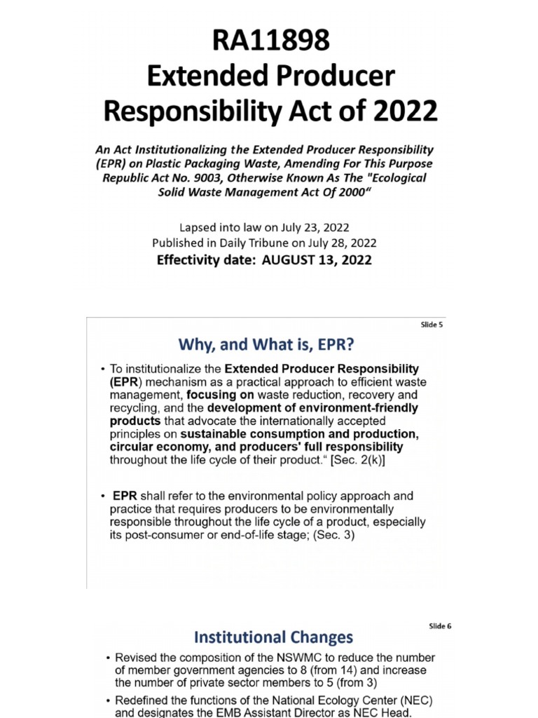 RA 11898 EPR Law Salient Features | PDF