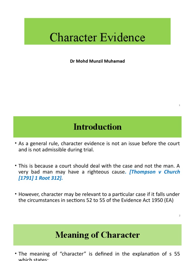 Character Evidence | PDF | Prosecutor | Witness