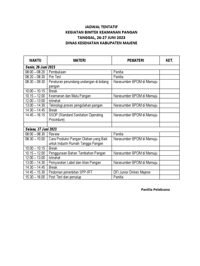 Jadwal Tentatif | PDF