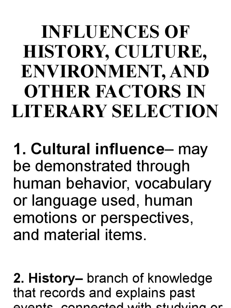 Historical and Cultural Influences in Literature | PDF