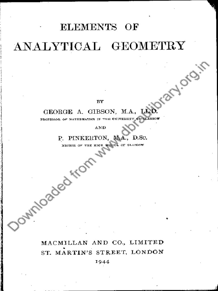 Elementary of Analytical Geometry | PDF
